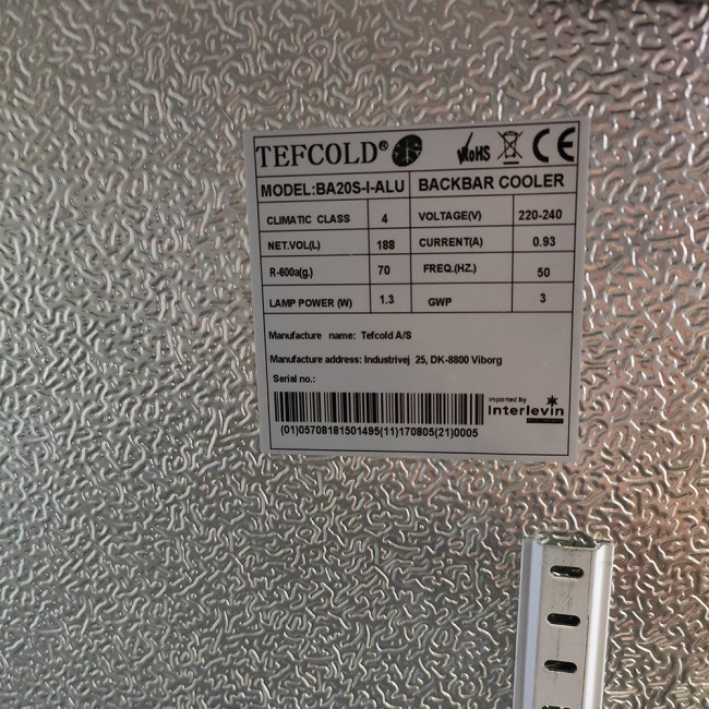 Display Fridge Tefcold BA20S-I-ALU