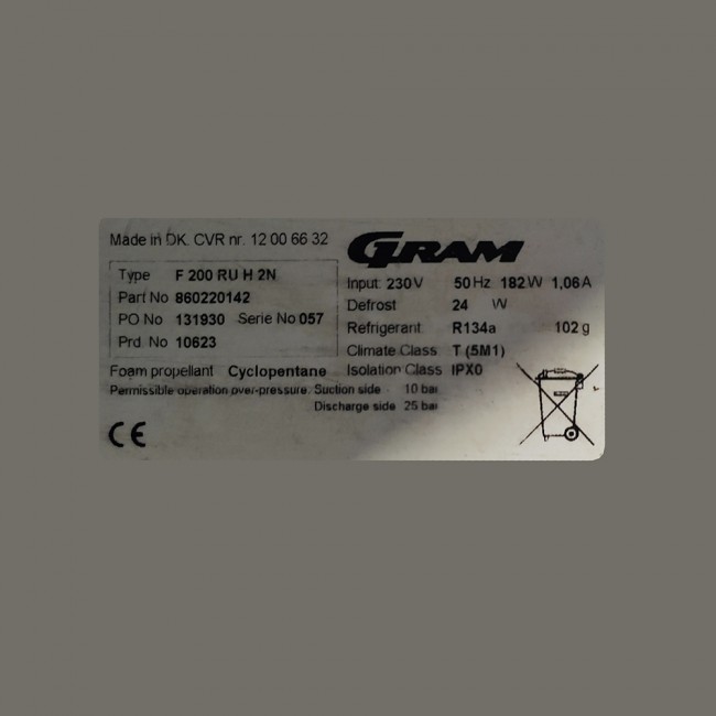 Gram undercounter freezer F 200 RU H 2N