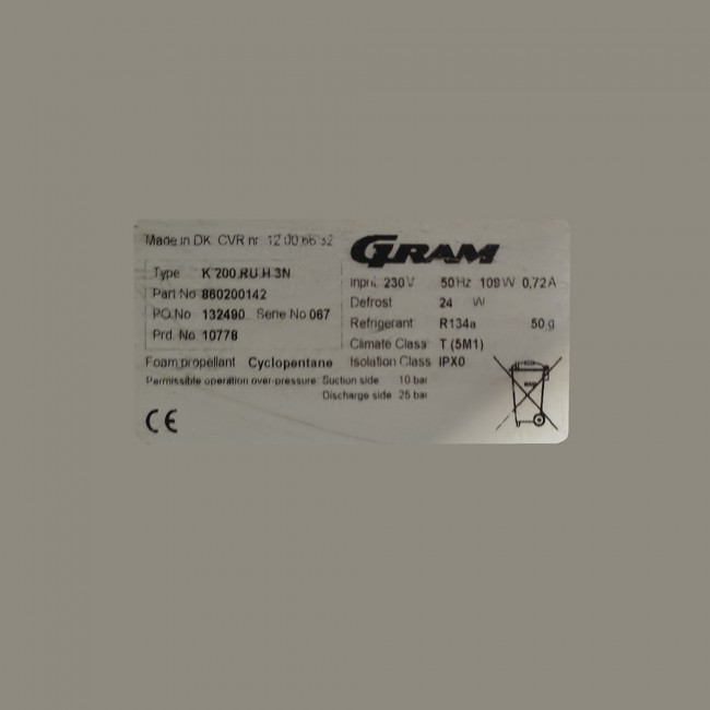 Gram undercounter fridge K 200 RU H 3N