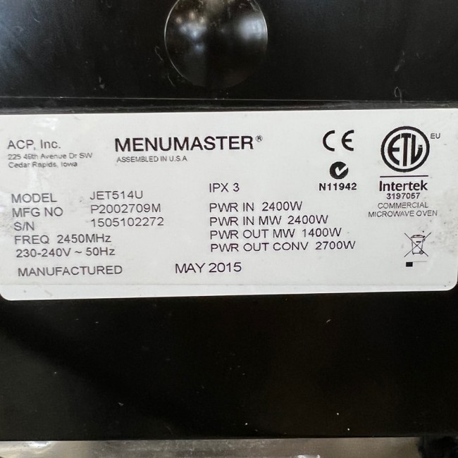 Menumaster JET514 High speed combination Jetwave oven